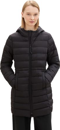 Tom Tailor Damen Lightweight Steppmantel mit Kapuze,14482 - deep Black, XS