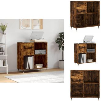 vidaXL Vidaxl - Plattenschrank R&auml;uchereiche 84,5x38x89 cm Holzwerkstoff - Plattenspeicher - Schallplattenregal - Vintage Regal - Industrielles Design