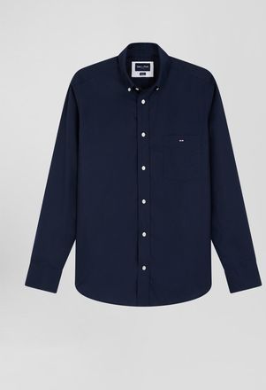 Eden Park Chemise En Popeline De Coton Bleu Marine Coupe Regular