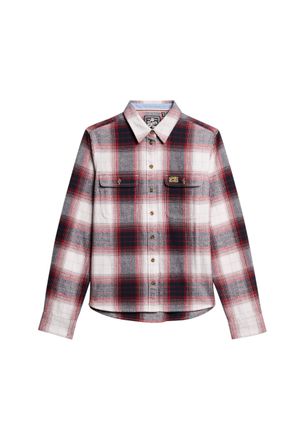 Superdry Damen Flanellhemd mit Holzfällerkaros Rot/Elfenbein Kariert 36