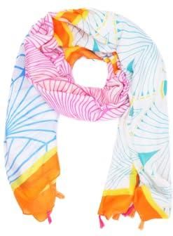 Queen Helena &Eacute;charpe l&eacute;g&egrave;re fine color&eacute;e foulard fantaisie col rond doux d&eacute;contract&eacute; femme SC024-8, orange., Lunghezza 180 cm, Larghezza 85 cm