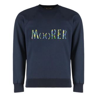Moorer Logo Sweatshirt mit Rippb&uuml;ndchen - - Sweatshirts & Hoodies - Herren - Blau - M