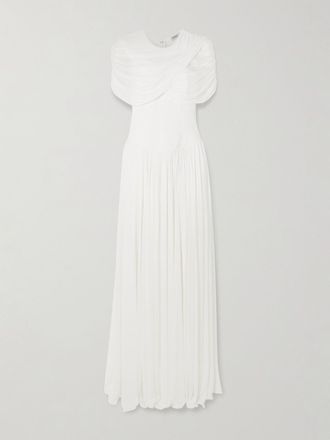 SIMKHAI Nancie Maxikleid Aus Jersey Mit Cape-effekt Und Falten - Elfenbein