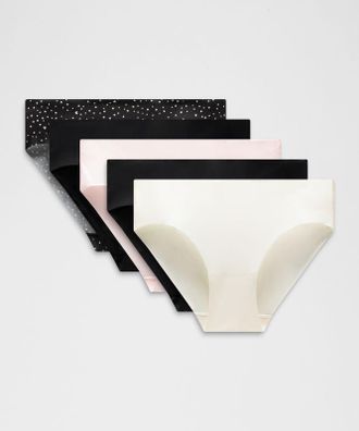 lululemon InvisiWear Bikini-Unterw&auml;sche mit mittelhohem Bund 5er-Pack f&uuml;r Frauen - Gr&ouml;&szlig;e XL in Black/Pink Pearl/Coconut Ivory