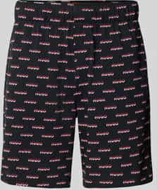 HUGO BOSS Shorts aus reiner Baumwolle mit Allover-Logo-Print