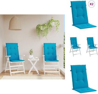 vidaXL Vidaxl - Gartenstuhlauflagen f&uuml;r Hochlehner 2 Stk. Blau 120x50x3cm Stoff - Sitzauflage - Gartenstuhlkissen - Outdoorkissen - Hochlehnerkissen