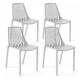 Oviala Oviala - Lot de 4 chaises en plastique blanc