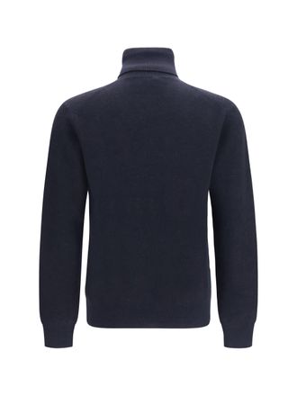 Brioni Mens Wool And Cashmere Turtleneck Sweater Navy-Black Navy/black