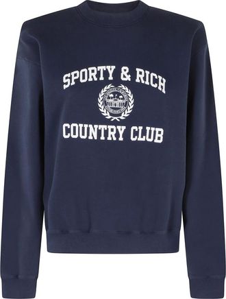 Sporty & Rich Femme, Sweatshirts et sweats &agrave; capuche, Bleu, Taille: 40 FR Varsity Crest Crewneck