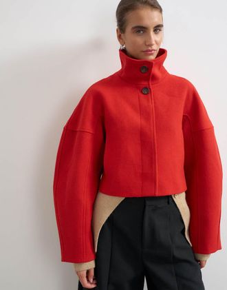 Topshop manteau court habill&eacute; rouge