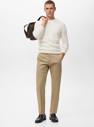 Mango Pantalon coton regular-fit beige - Homme - 38 - MANGO MAN