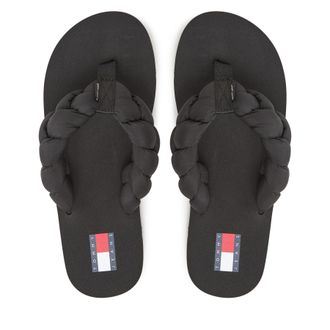 Tommy Jeans Zehentrenner Tommy Jeans Braided Thong Beach Sandal EN0EN02877 Schwarz