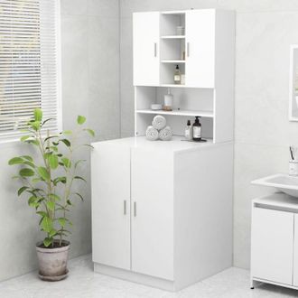 vidaXL Meuble pour machine &agrave; laver Blanc 70,5x25,5x90 cm