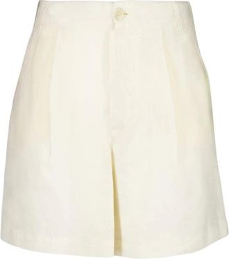 120% Lino Femme, Shorts, Beige, Taille: 36 FR Shorts en Lin Décontractés en Ecru