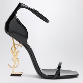 Saint Laurent Opyum Sandalen aus schwarzem Lackleder
