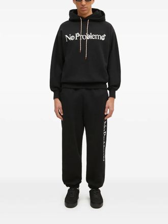 Aries pantalon de jogging à slogan imprimé - Noir