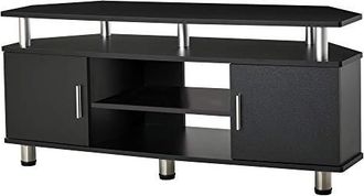 HOMCOM Meuble TV Meuble télé Bois Banc TV pour téléviseur jusquà 55 Pouces avec Grand Plateau, placards à Portes et Compartiment Ouvert pour Salon Chambre à 