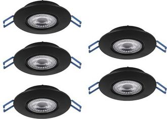 Eglo 5er Set LED Einbaustrahler Cedrez, &Oslash; 9 cm, Deckenspots extra-flach, Deckenstrahler mit Dip Switch, Kunststoff in Schwarz, warmwei&szlig;, neutralwei&szlig;, kaltw