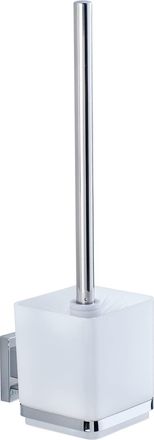 WENKO Wand WC-Garnitur Mod. Quadro Toilettenbürste offen Wandhalterung ohne Bohren Edelstahl rostfrei Kunststoffeinsatz Weiß 9,5 x 37 x 12,5 cm