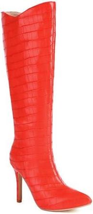 Generic Escarpins &agrave; talon aiguille &agrave; bout pointu pour femme - Chaussures larges &agrave; enfiler - Bottes montantes tendance pour les loisirs et les f&ecirc;tes, Rouge, 37