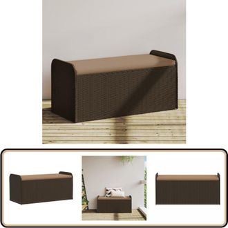 vidaXL Vidaxl - Sitzbank mit Stauraum & Kissen Braun 115x51x52 cm Poly Rattan - Sitzbank - Gartenbank - Outdoor Möbel - Poly Rattan - Stauraum