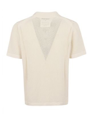 Maison Kitsun&eacute; Mens Cardigan Open Knit Pure Ecru Cotton Cardigans Sweater