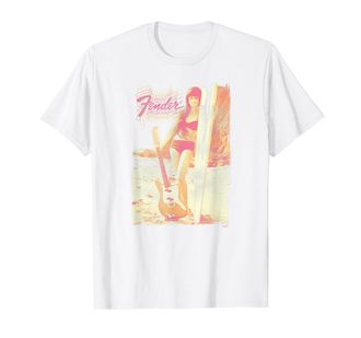 Fender 12 String Jazzmaster Guitar and Girl Beach T-Shirt