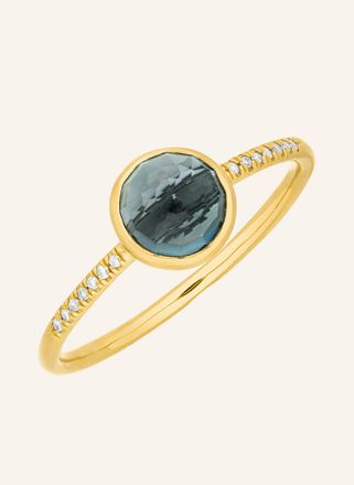 Leaf Ring Blue Topas Aus 14 Karat Gelbgold Mit Diamanten gold