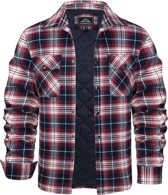 KEFITEVD Kariertes Hemd Jacke Herren Langarm Baumwolle Holzfällerhemd Warm Hemdjacke Winter Karohemd Thermo Flanellhemd Normale Passform Freizeithemd Kariert F