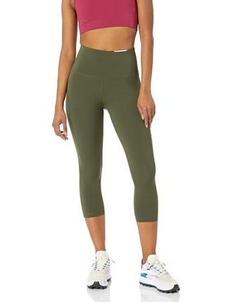 Amazon Essentials Legging de sport 7/8 à taille haute modelant (existe en grandes tailles) Femme, Vert Olive, XXL Grande Taille