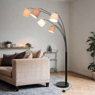 Licht-Erlebnisse Bogenlampe 200 cm E14 Schwarz Metall Modern Bogenleuchte