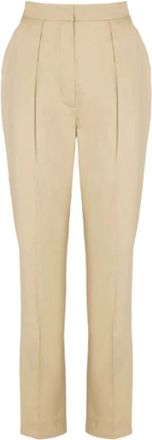 Balmain Femme, Pantalons, Beige, Taille: 36 FR Pantalon 7/8 &agrave; Pinces en Gabardine de Coton