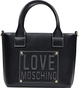 Love Moschino Femme, Sacs, Noir, Taille: ONE Size Logo Plaque Shoulder Bag