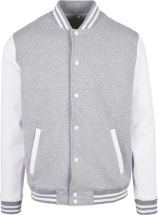 Build Your Brand Basic College Jacket Heather Grey/White S