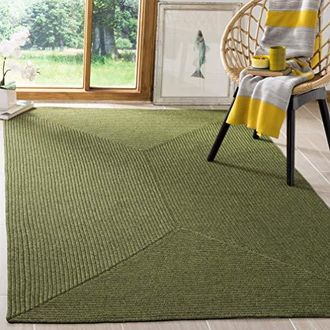 Safavieh Zeitgenössische Teppich für Wohnzimmer, Esszimmer, Schlafzimmer - Umkehrbar - Braided Collection, Kurzer Flor, Grün, 66 x 112 cm