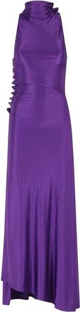 Paco Rabanne Femme, Robes, Violet, Taille: 38 FR Robe Midi Drap&eacute;e &agrave; Fermetures &agrave; Pression
