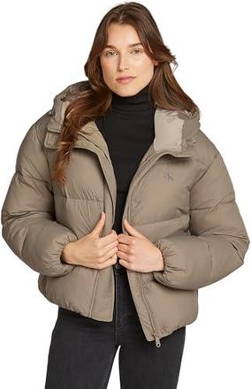 Calvin Klein Veste Matelassée Femme Short Hooded Puffer avec Capuche, Beige (Brindle), XS