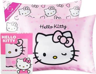 Hello Kitty Taie doreiller en Satin 48x66 cm pour Femme Fille et Ado, Taie Oreiller Satin pour Cheveux et Soins de la Peau, Accessoires Chambre