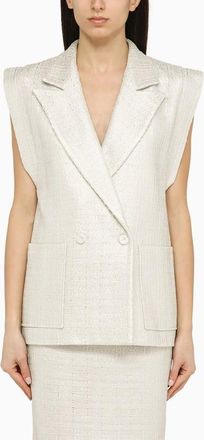 Federica Tosi Silver double-breasted cotton-blend waistcoat