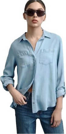 DKNY Dkny, Femme, Blouses et Chemises, Bleu, Taille: 38 FR Chemise Live-In