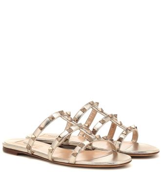 Valentino Garavani Sandalen Rockstud aus Metallic-Leder