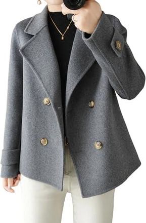 Generic Manteau &agrave; double boutonnage pour femme Style trench classique Automne Hiver Manteau &eacute;l&eacute;gant, gris, XL