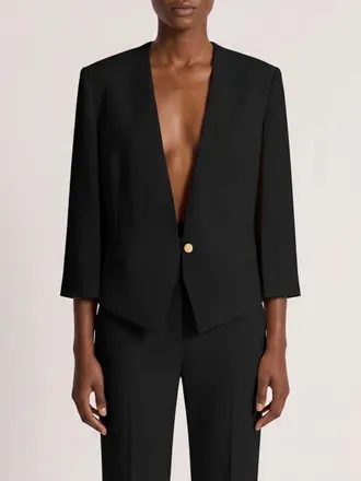 Alberta Ferretti Blazer droit en viscose &agrave; ourlet asym&eacute;trique