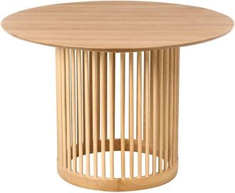 Beliani Table Salle &agrave; manger Cuisine &oslash; 110 cm Pieds en Bois Massif Placage Ch&ecirc;ne Clair Boyle