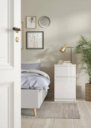 Dmora Nachttisch Francoise, Niedrige Kommode, Tisch, Multifunktionaler Nachttisch, 40x40 h70 cm, Wei&szlig;