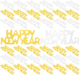 DOITOOL Silvester Konfetti Tischdeko Gold Silber Happy Year Schriftzug Leichtes Party Zubehör für Festliche Neujahrsfeier