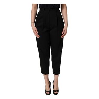 Dolce & Gabbana Femme, Pantalons, Noir, Taille: 34 FR Pantalon Cropped Taille Haute