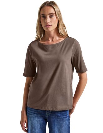 Street One Shirt mit U-Boot-Ausschnitt Silk Brown 40