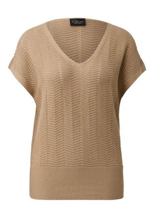 s.Oliver Kurzarmpullover Strickpullunder Lockeres Feinstrickshirt mit Metallic-Garn