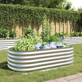 vidaXL Vidaxl - Lit sur&eacute;lev&eacute; de jardin 160x80x44 cm Acier galvanis&eacute; Argent&eacute;